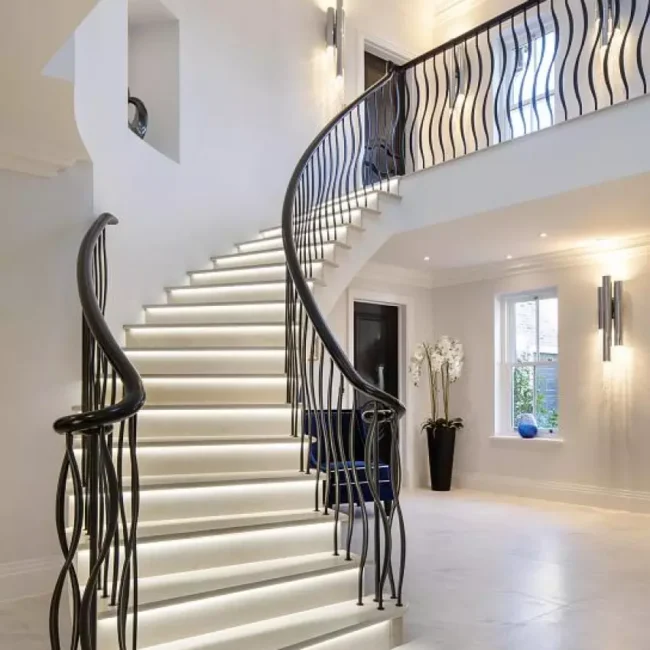 Curved Railing Systems in West Palm Beach, FL | Luxury Staircase Railings
